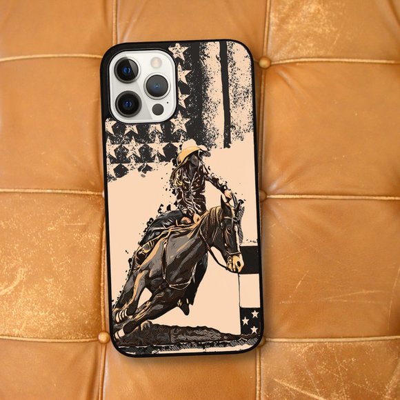 Accessories | Rodeo Barrel Racing Cowgirl Usa Flag Iphone Case | Poshmark